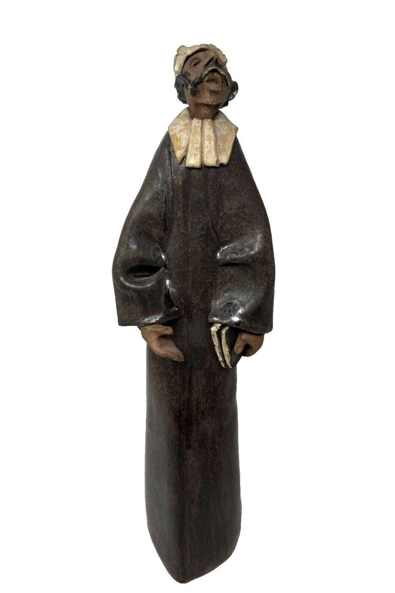 S.G. Healy Folk Art Pottery Monk Scholar Figurine 16.25 Inches Books ...