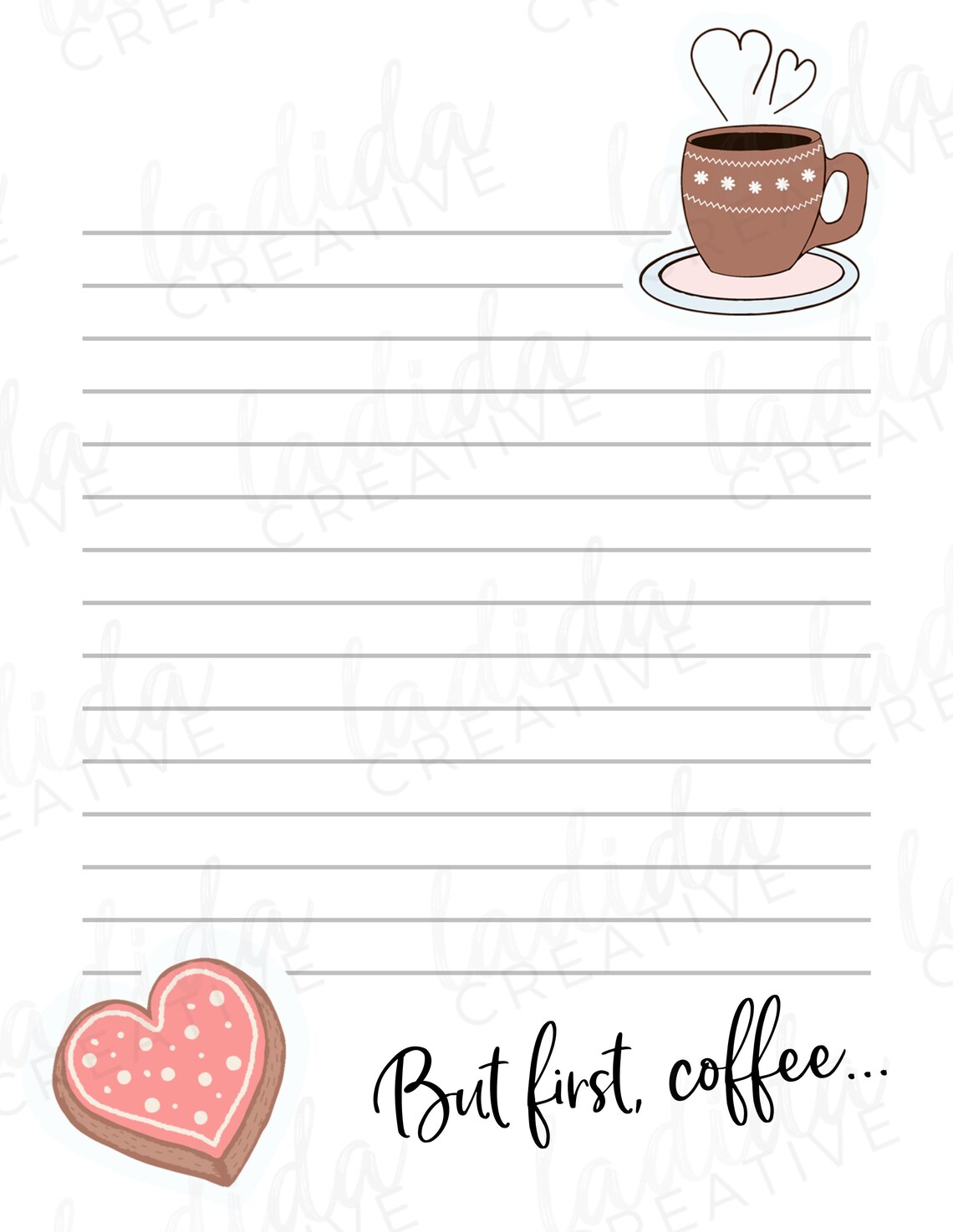 Printable Cozy Coffee Stationery Set for Letter Writing (US Letter A4 ...