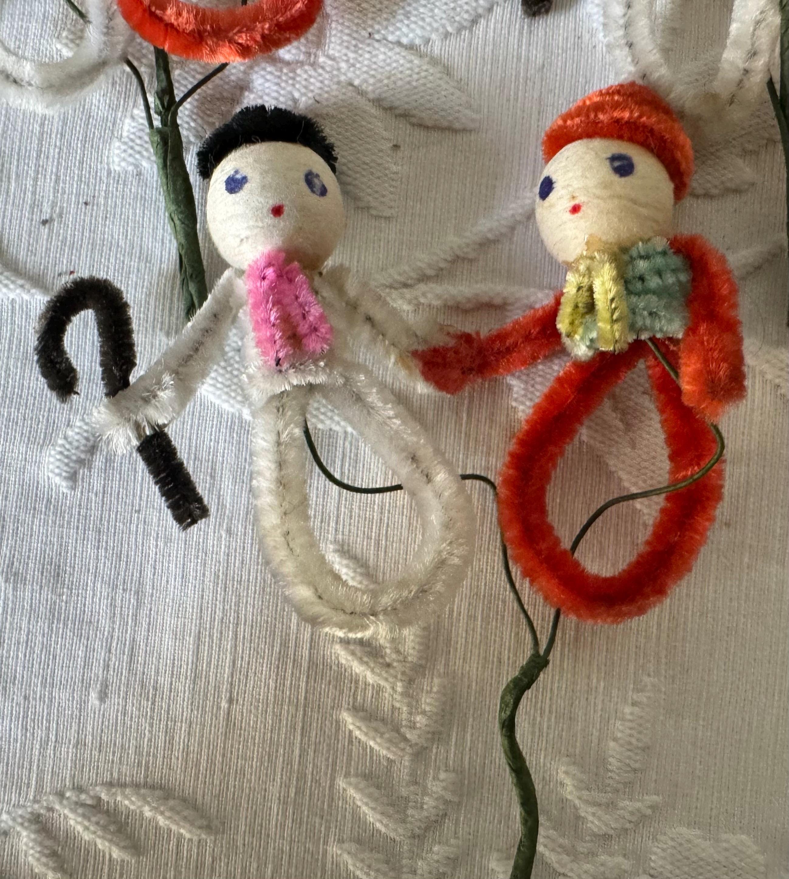 Vintage Chenille Pipe Cleaner Christmas Ornaments / Ties Santa and ...