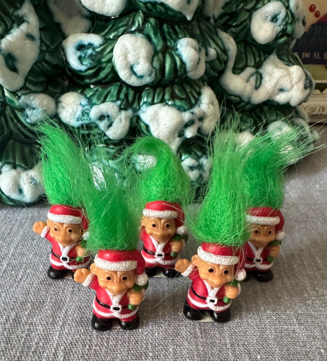 Vintage Christmas Waving Santa Miniature Trolls Set of 5 - Russ / 1990 ...