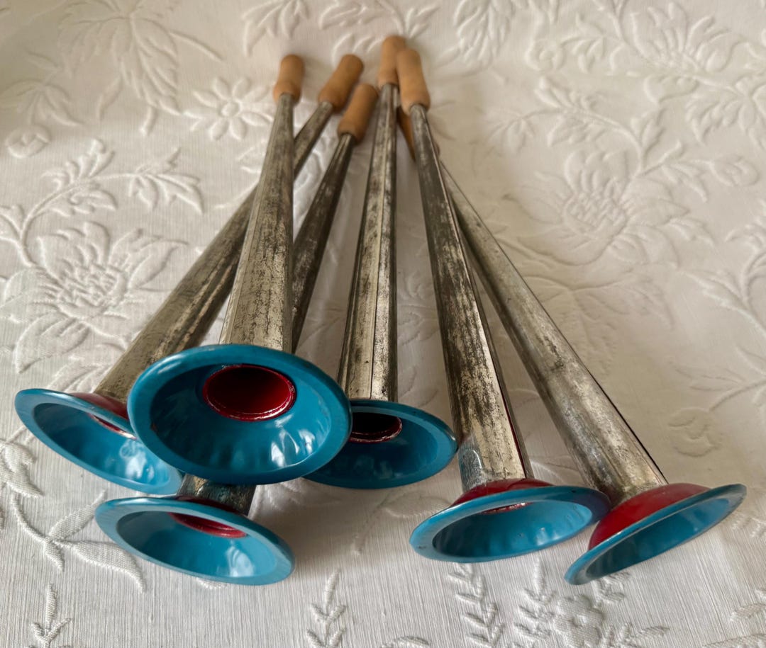 Set / 6 1940’s Tin Noisemaker Horns With Red and Blue - Etsy