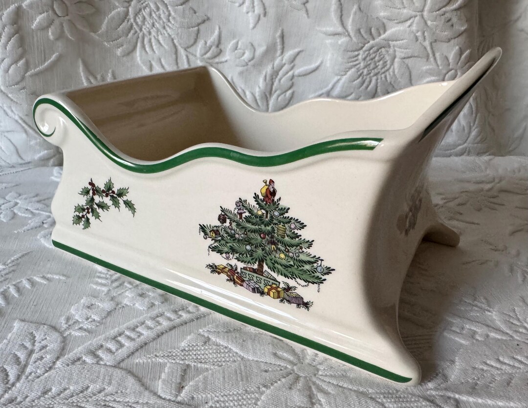 English Spode christmas Tree Sleigh Bowl / Sleigh - Etsy