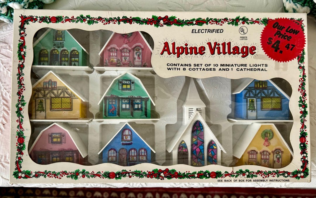 Vintage Alpine Village Cottage & Cathedral Set in Original Box 1960s ...