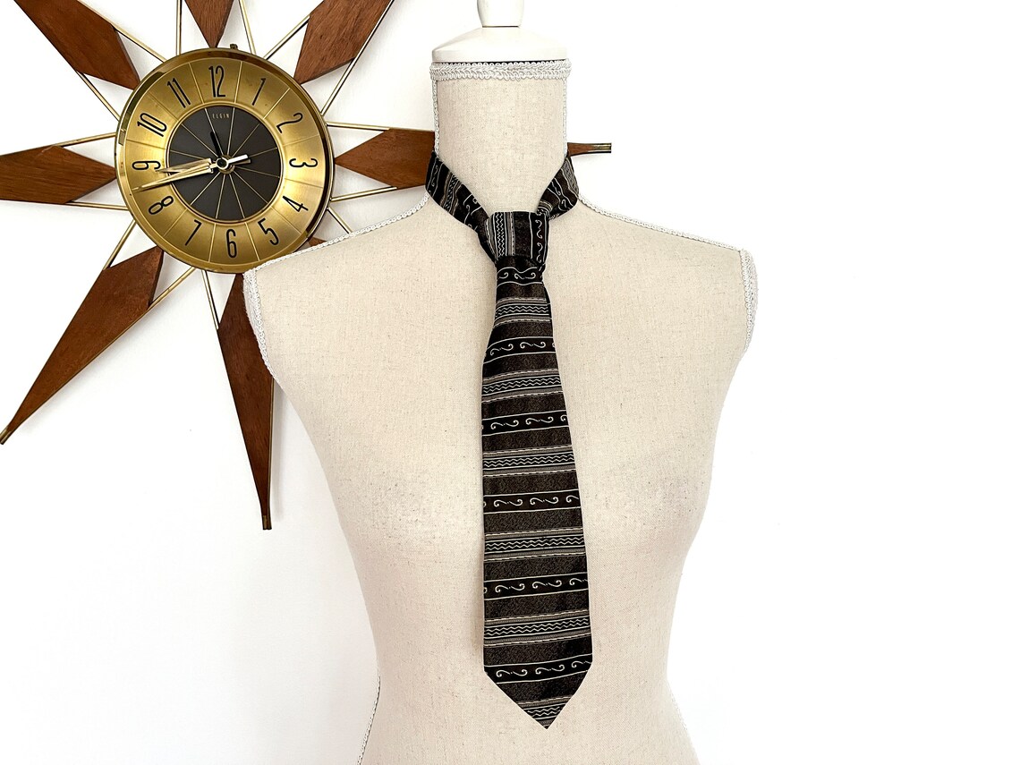 Vintage 1950s Arrow Tie: Short Brown Striped Rockabilly Necktie - Etsy