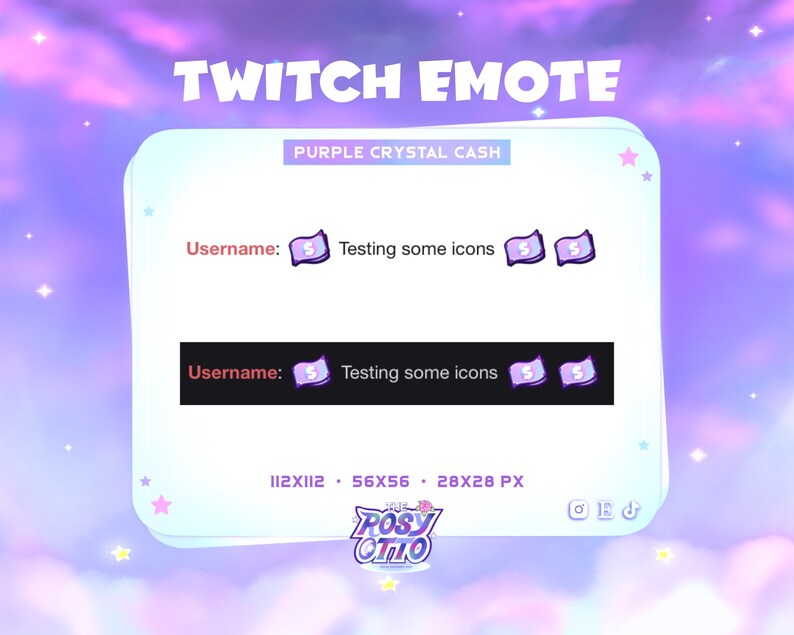 Purple Crystal Cash Twitch Emote • Streaming • Twitch Discord Youtube ...