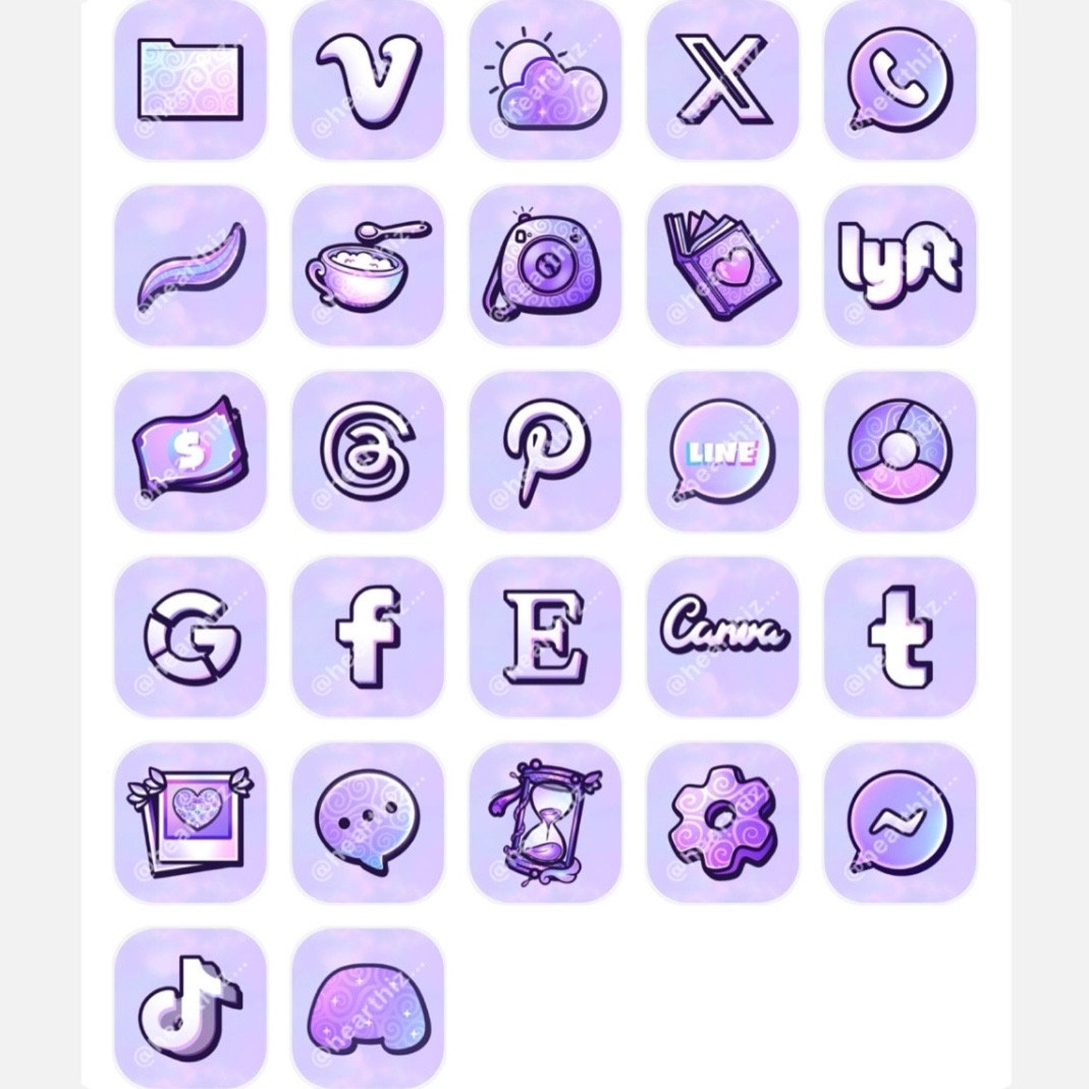 Purple Crystal Phone Theme • App Icons • Widgets • Wallpapers - Etsy