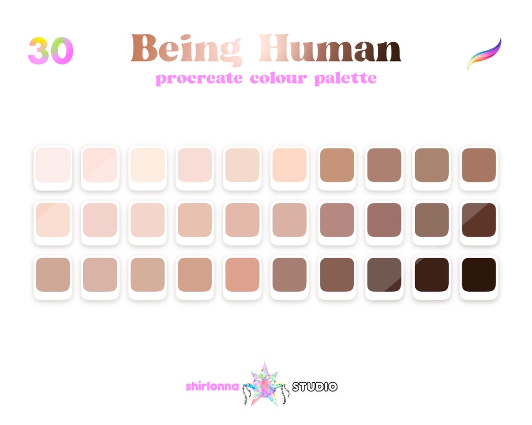 30 Being Human Procreate Color Palette Skin Tones - Etsy