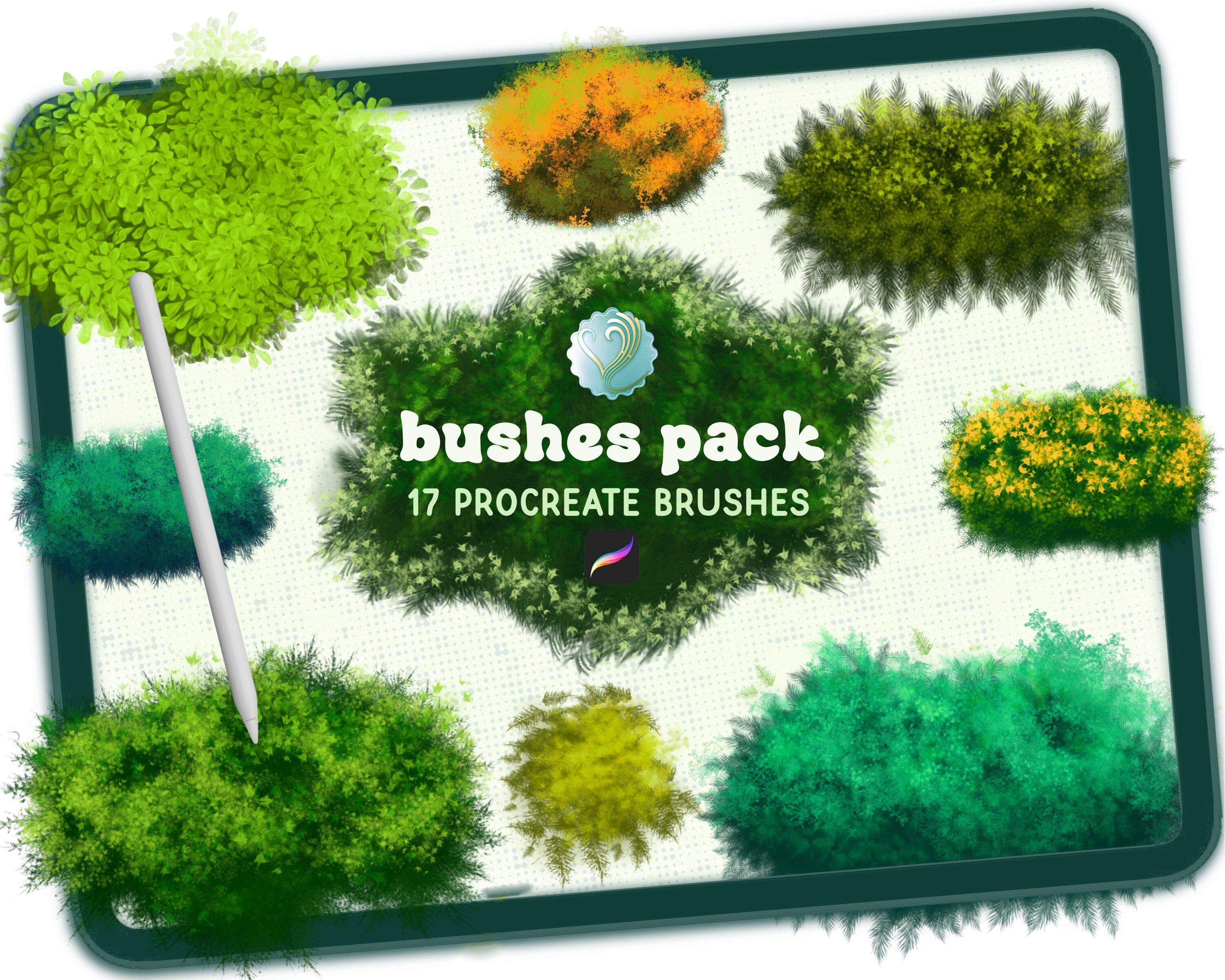 17 Bushes Pack Procreate Brushes Hand-drawn - Etsy