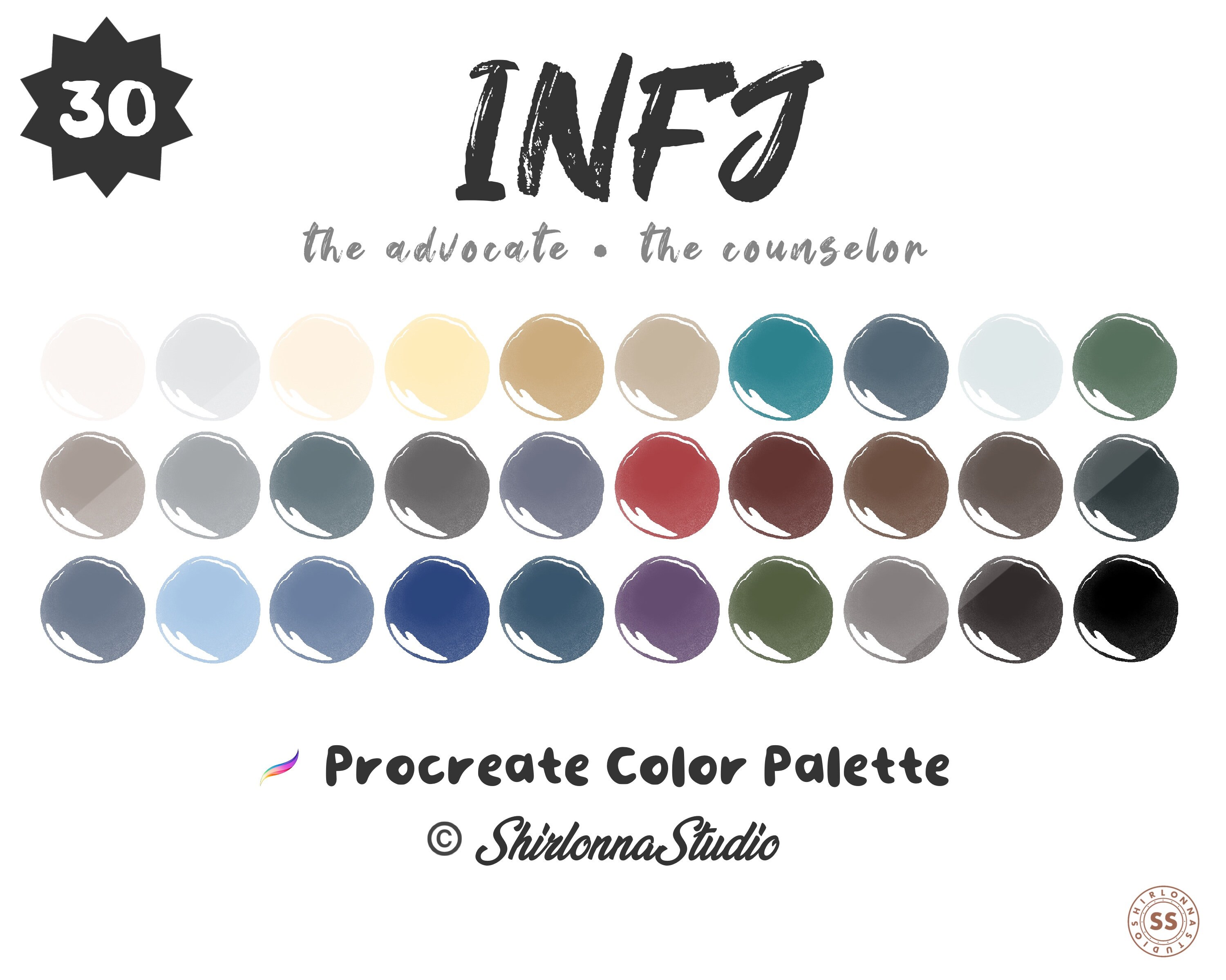 30 INFJ Procreate Color Palette | Etsy