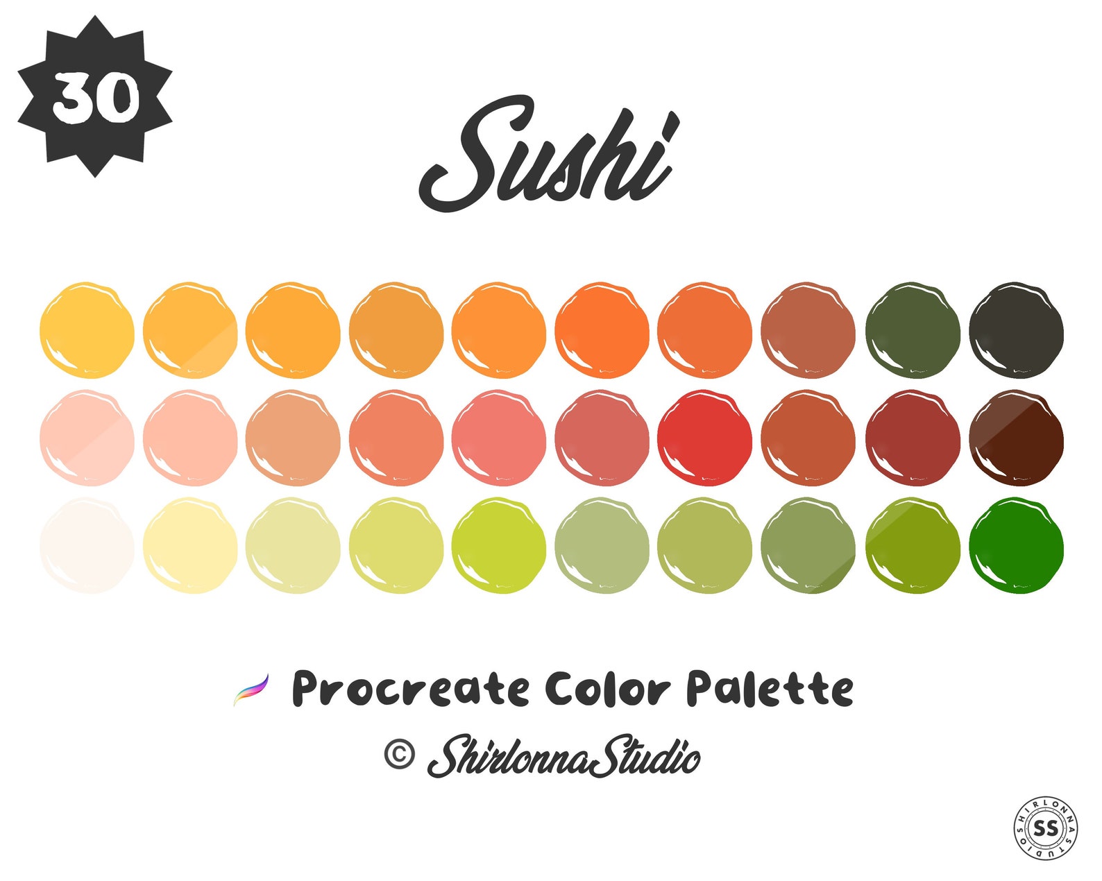 30 Sushi Color Palette Procreate Swatches | Etsy Ireland
