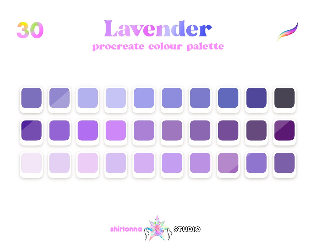 30 Lavender Color Palette Procreate Swatches - Etsy