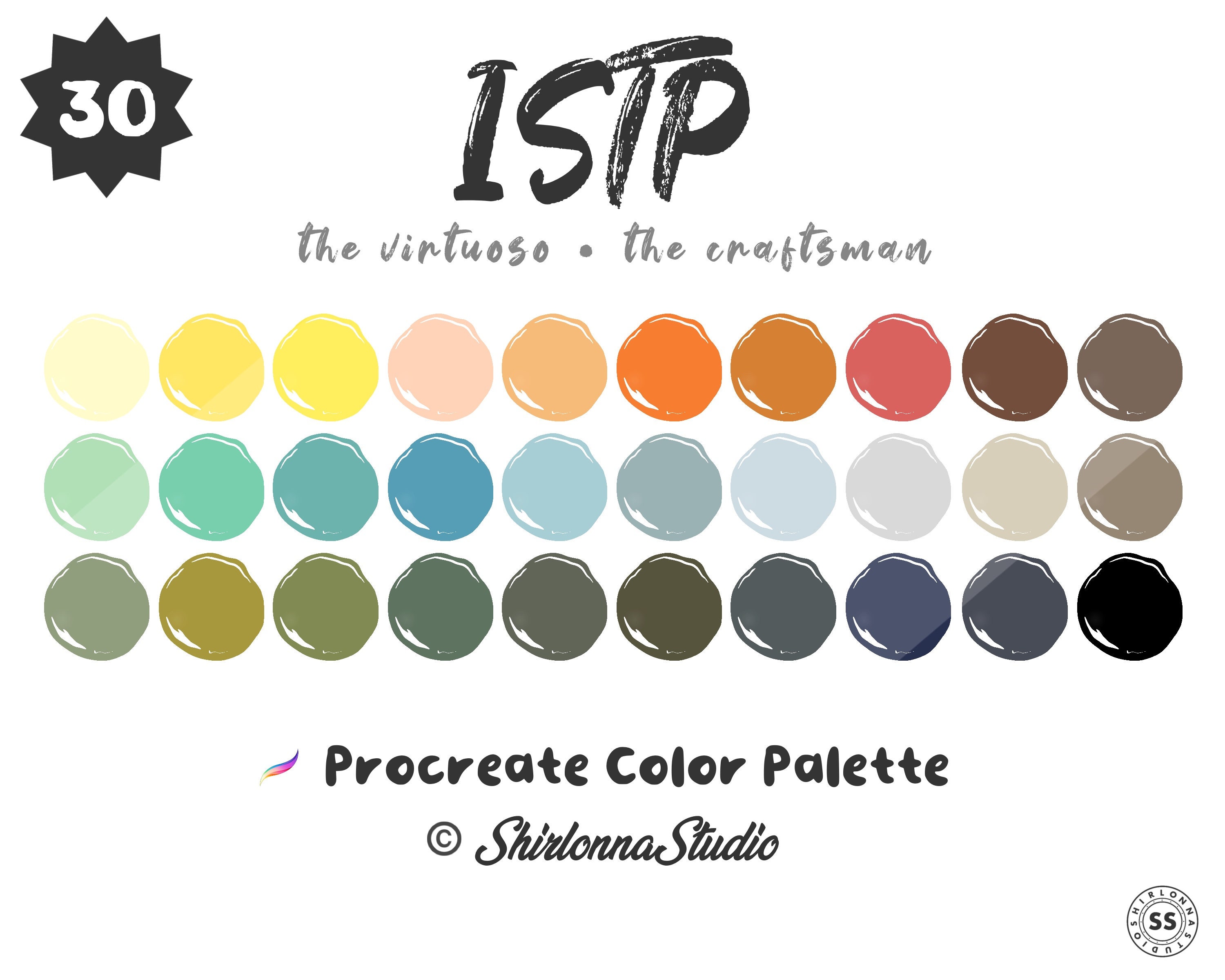 30 ISTP Procreate Color Palette | Etsy