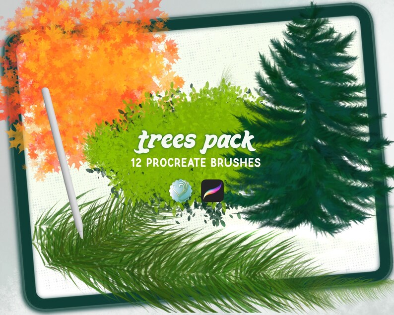 12 Trees Pack Procreate Brushes Hand-drawn - Etsy