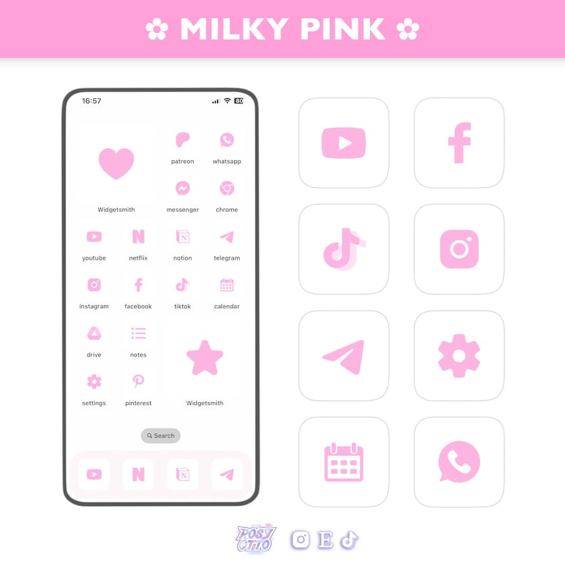 Milky Pink Phone Theme • App Icons, Widgets and Wallpapers - Etsy