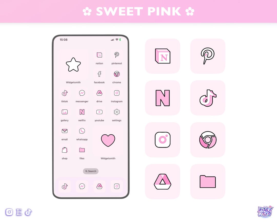 Sweet Pink Phone Theme • App Icons, Widgets and Wallpapers - Etsy