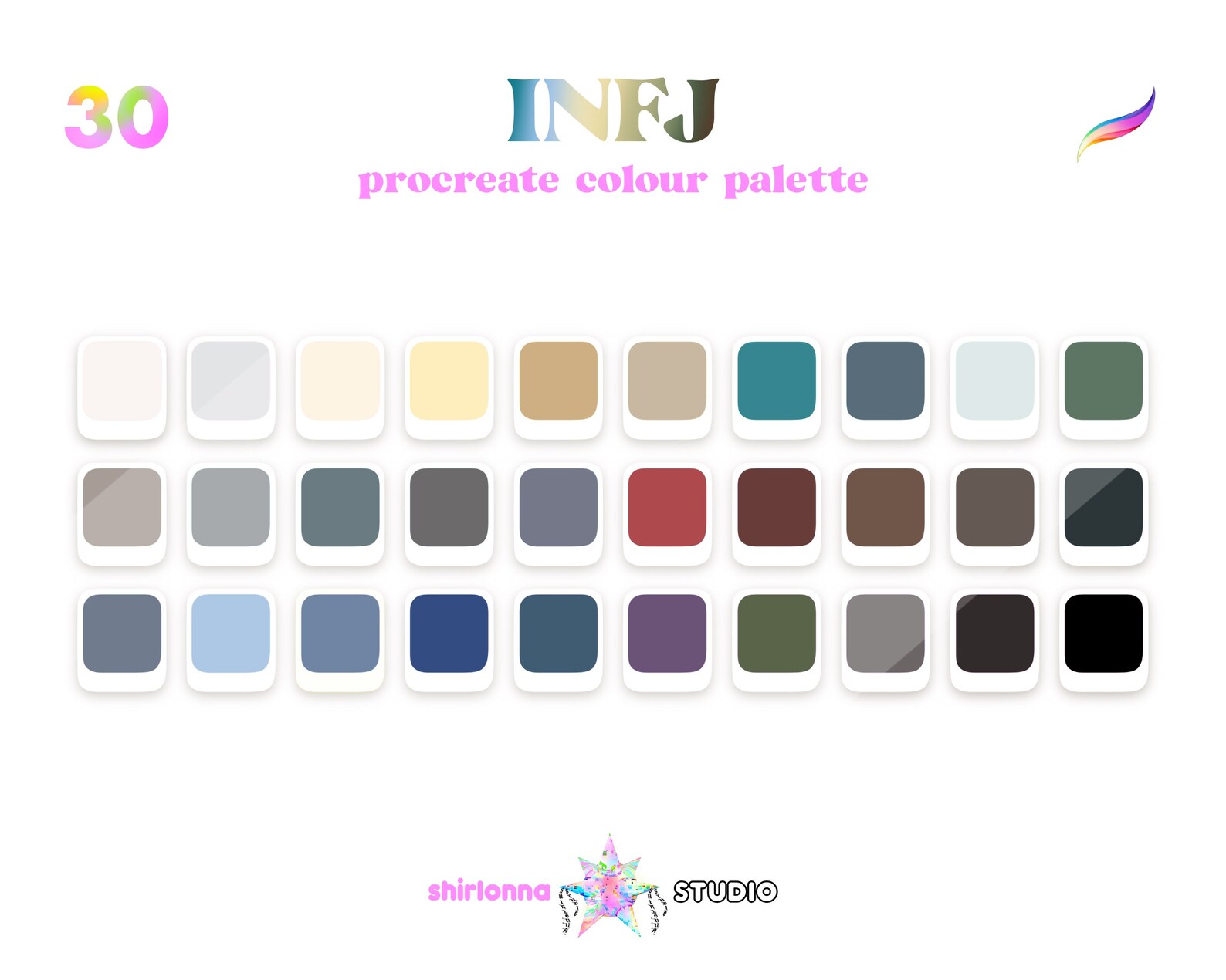 30 INFJ Procreate Color Palette - Etsy UK