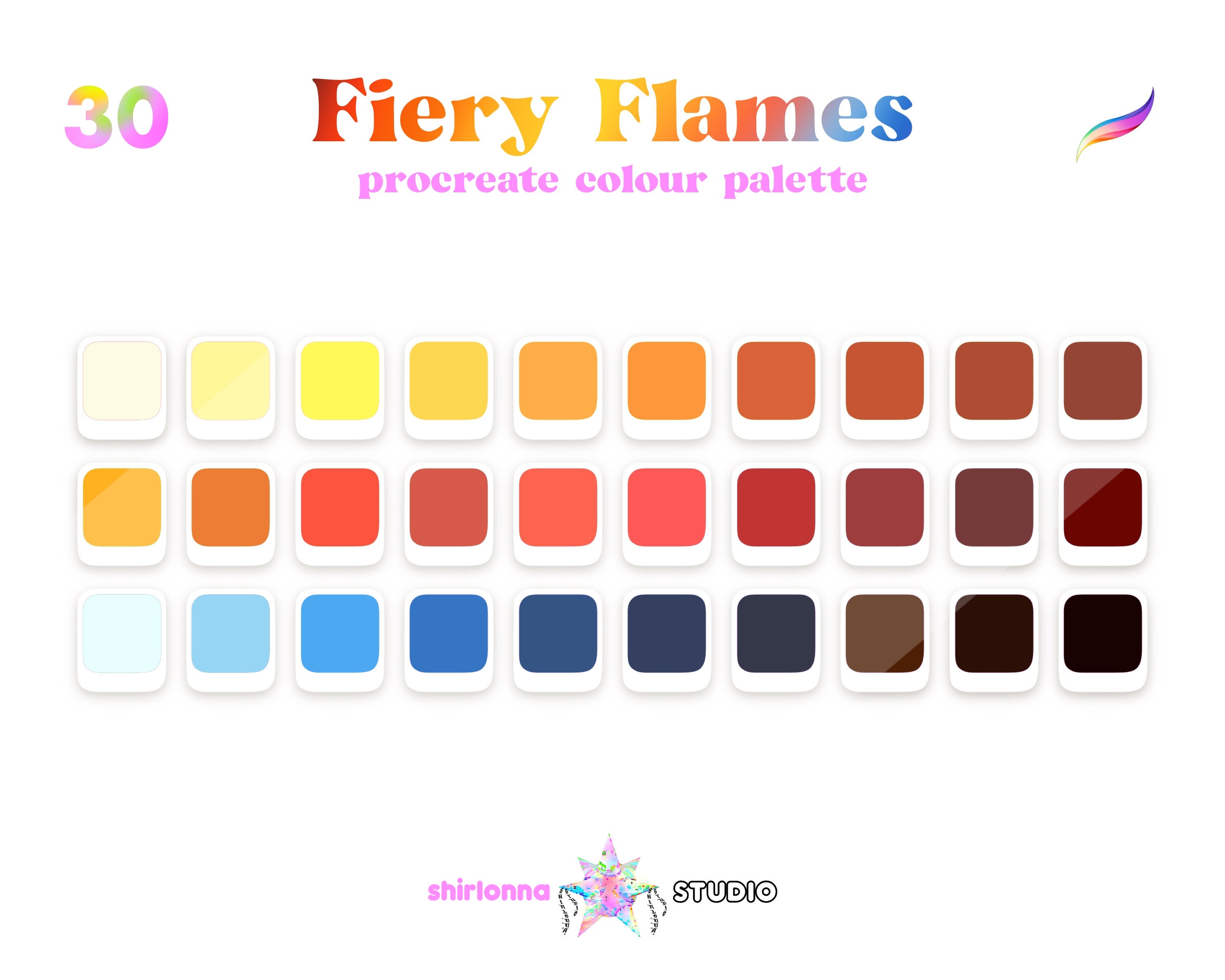 30 Fiery Flames Procreate Color Palette - Etsy