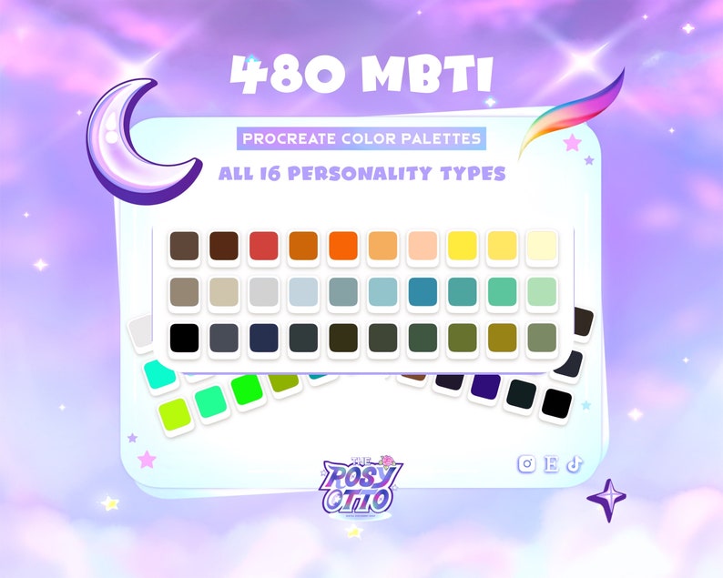 480 MBTI Procreate Colour Palettes • All 16 Personality Types - Etsy