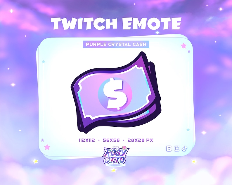 Purple Crystal Cash Twitch Emote • Streaming • Twitch Discord Youtube ...