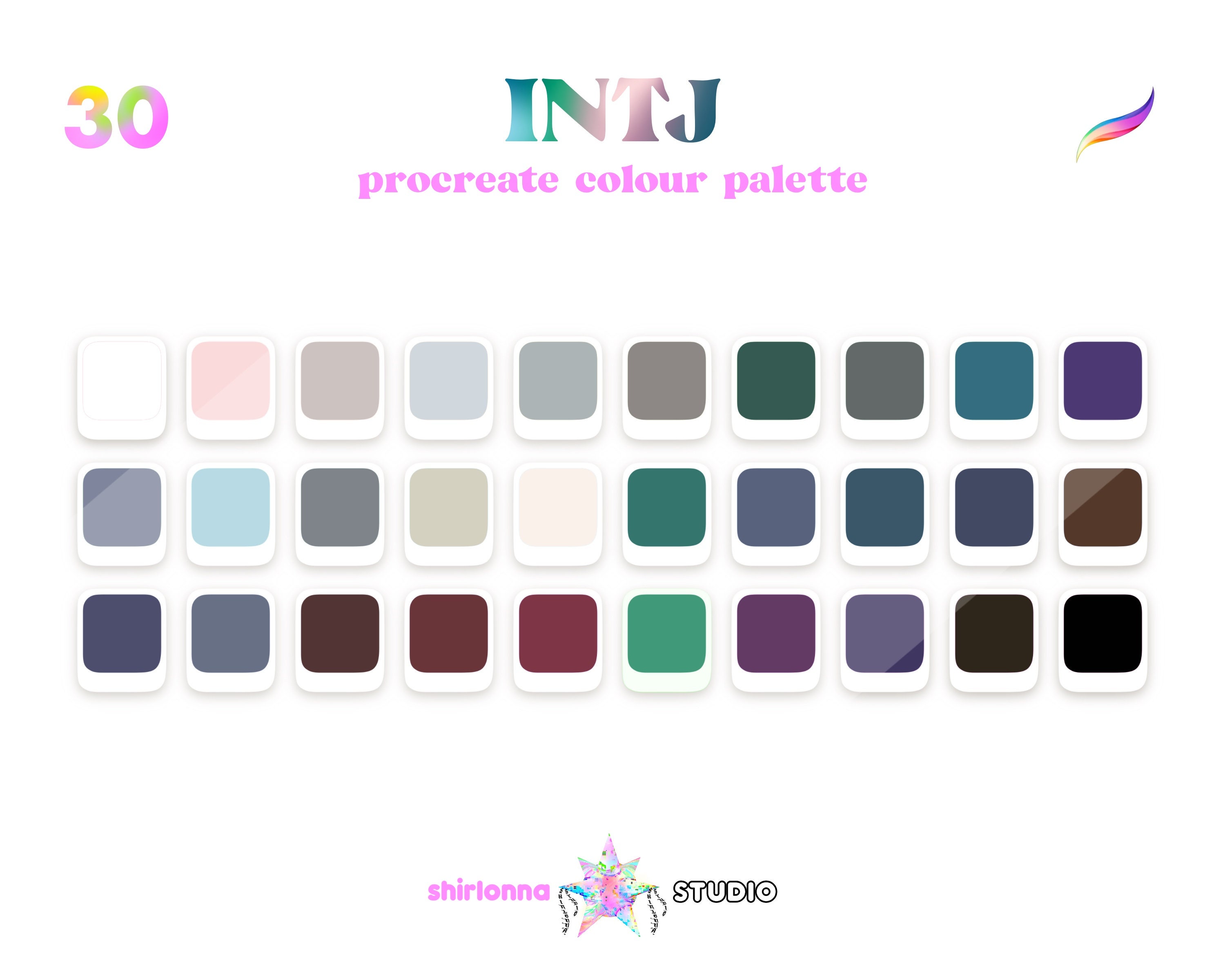 30 INTJ Procreate Color Palette - Etsy Ireland