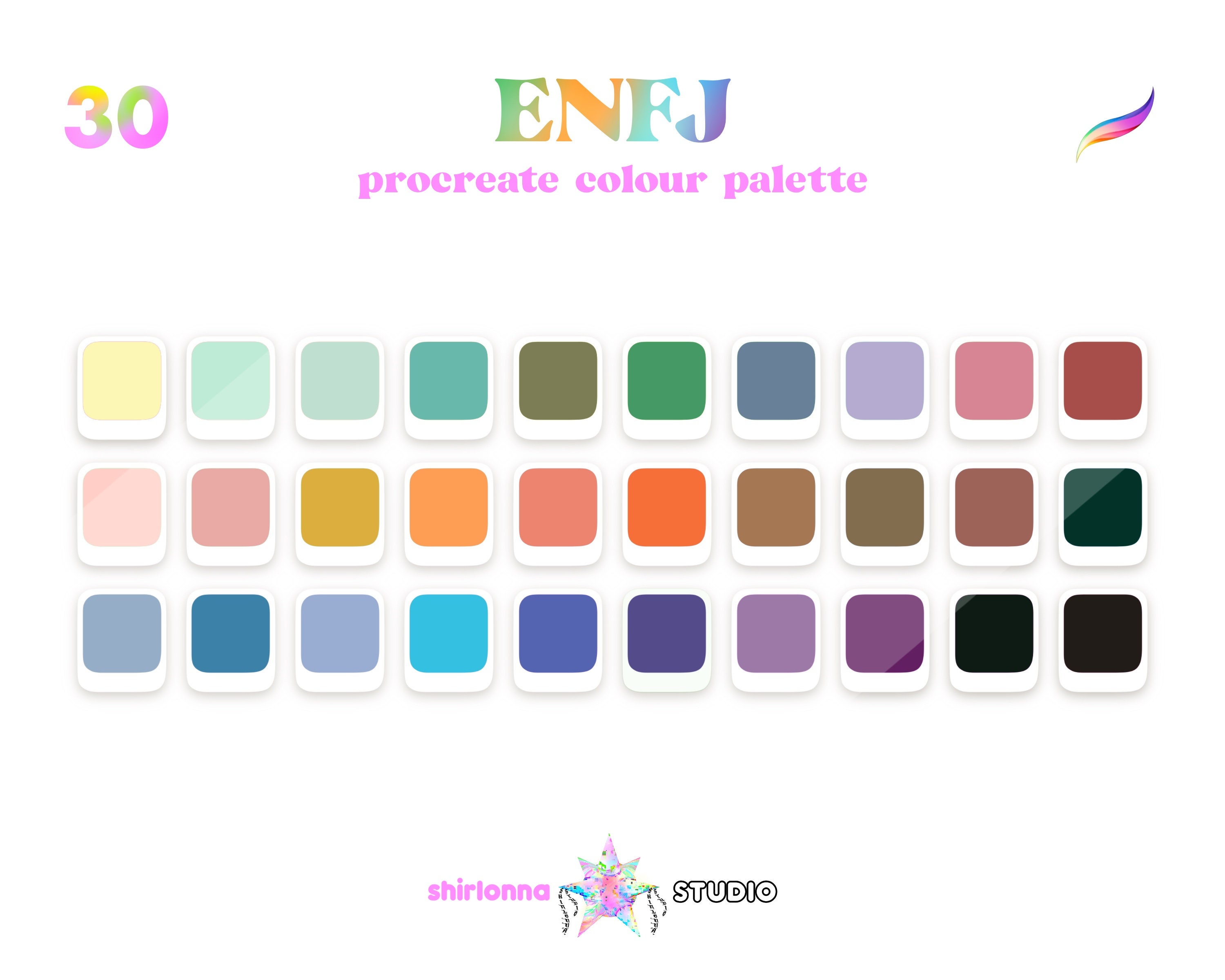 30 ENFJ Procreate Color Palette - Etsy