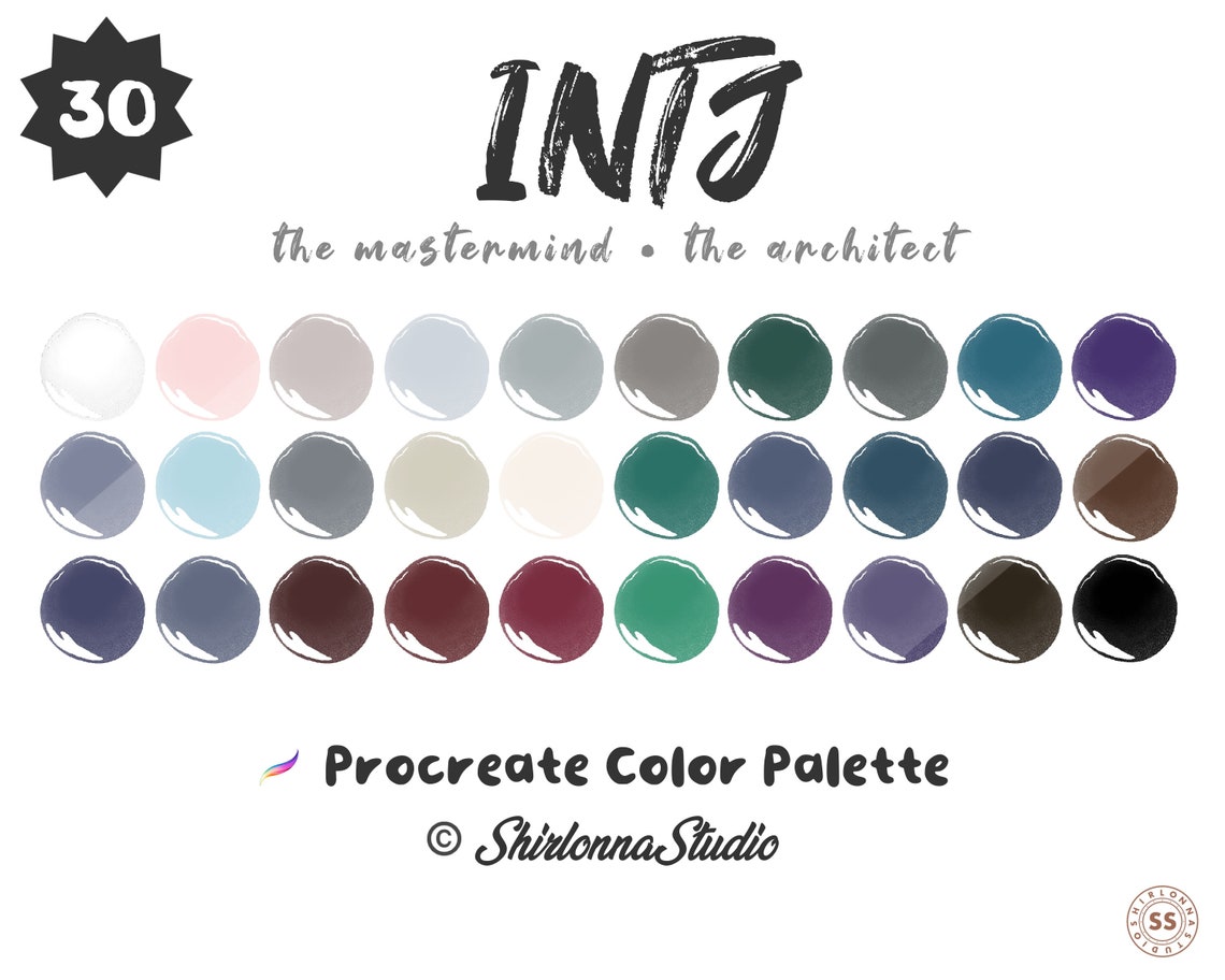 30 INTJ Procreate Color Palette | Etsy