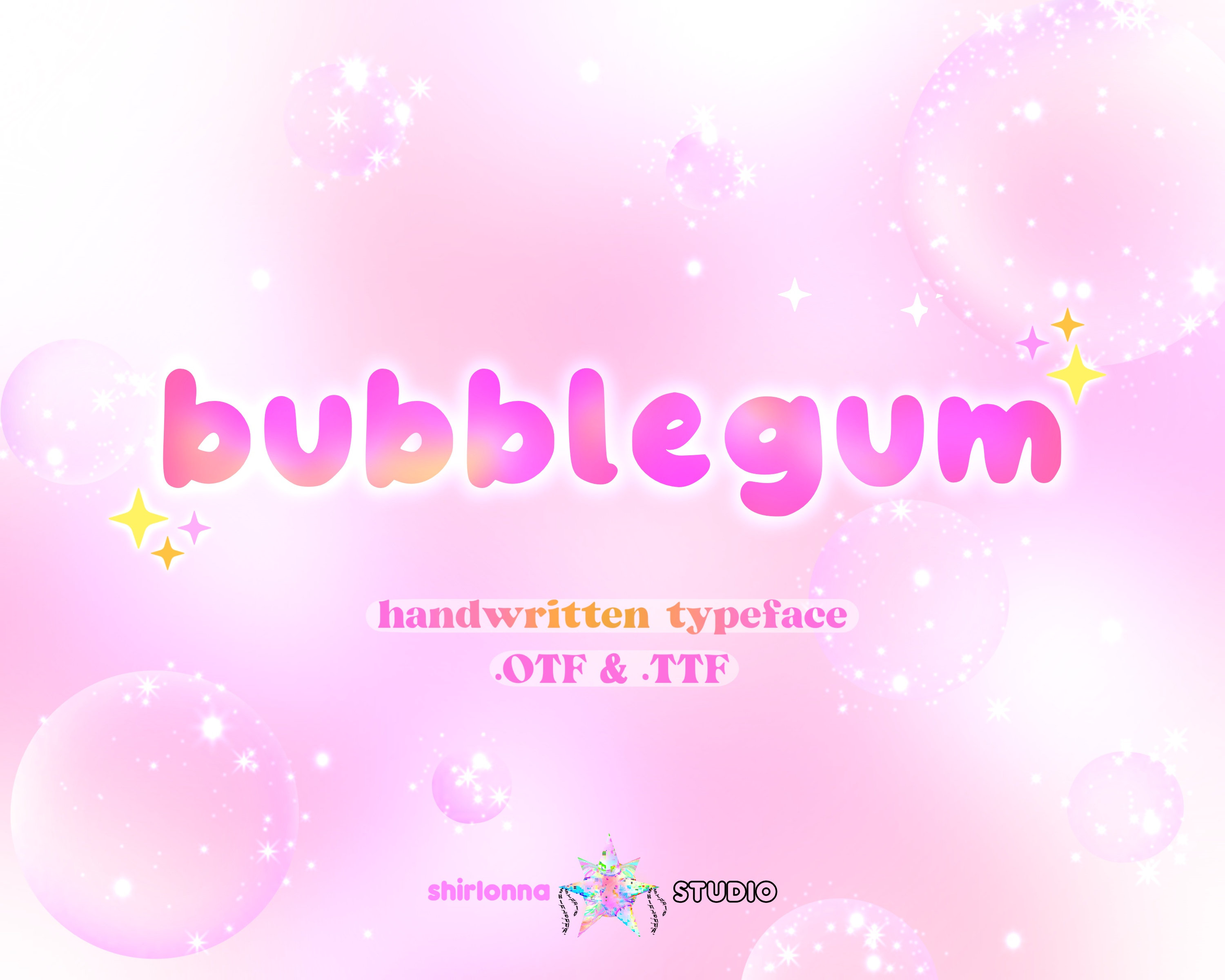 Bubblegum Typeface .TTF & .OTF Handwritten Font - Etsy