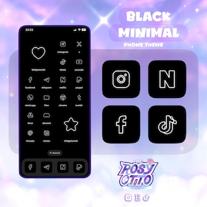 Black Minimal Phone Theme • App Icons, Widgets and Wallpapers - Etsy