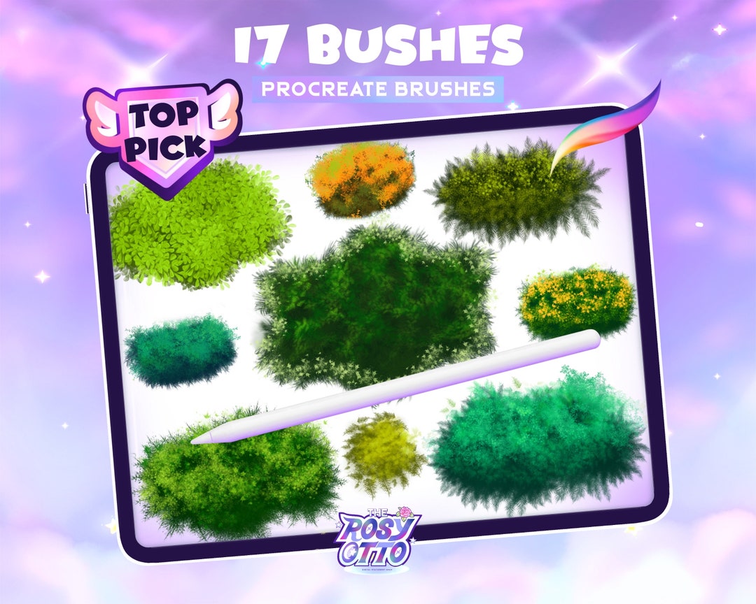 17 Bushes Pack • Procreate Brushes • Hand-drawn - Etsy