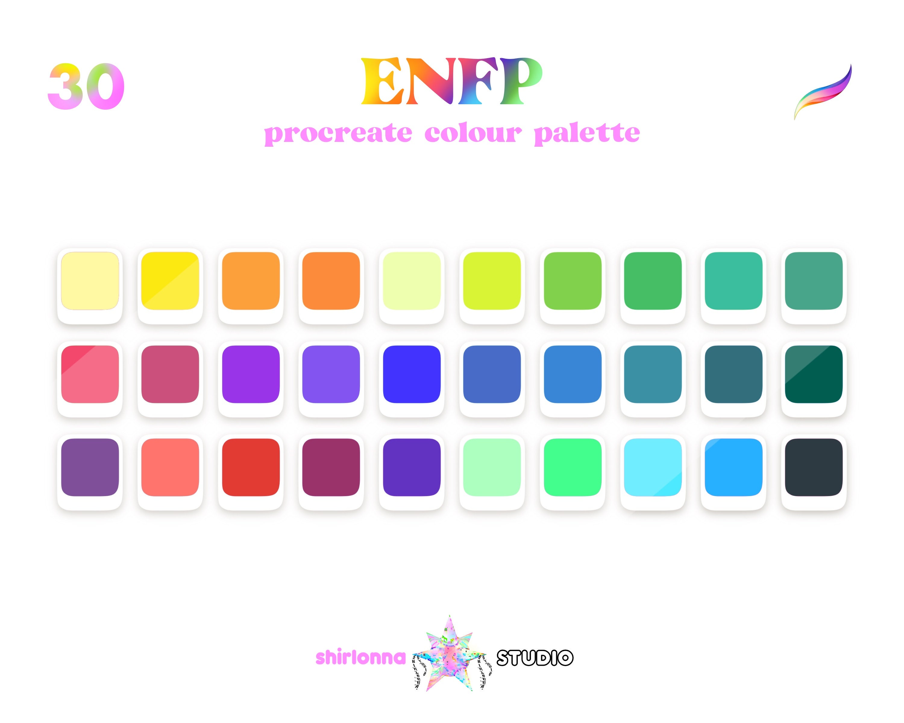 30 ENFP Procreate Color Palette - Etsy