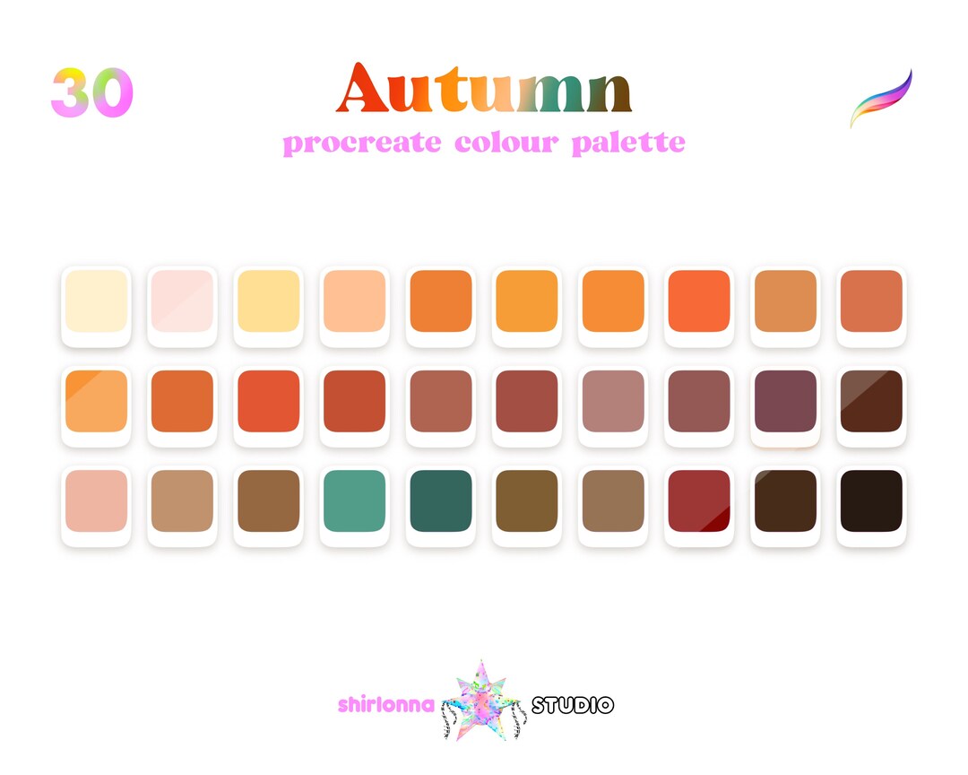 30 Autumn Color Palette Procreate Swatches Fall Colors - Etsy Ireland