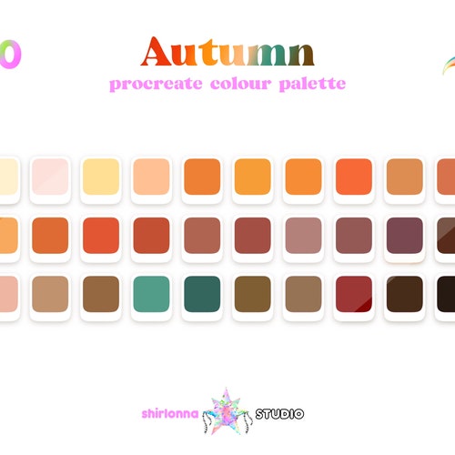 Cozy Autumn Colour Palette for Procreate 30 Colours/swatches - Etsy