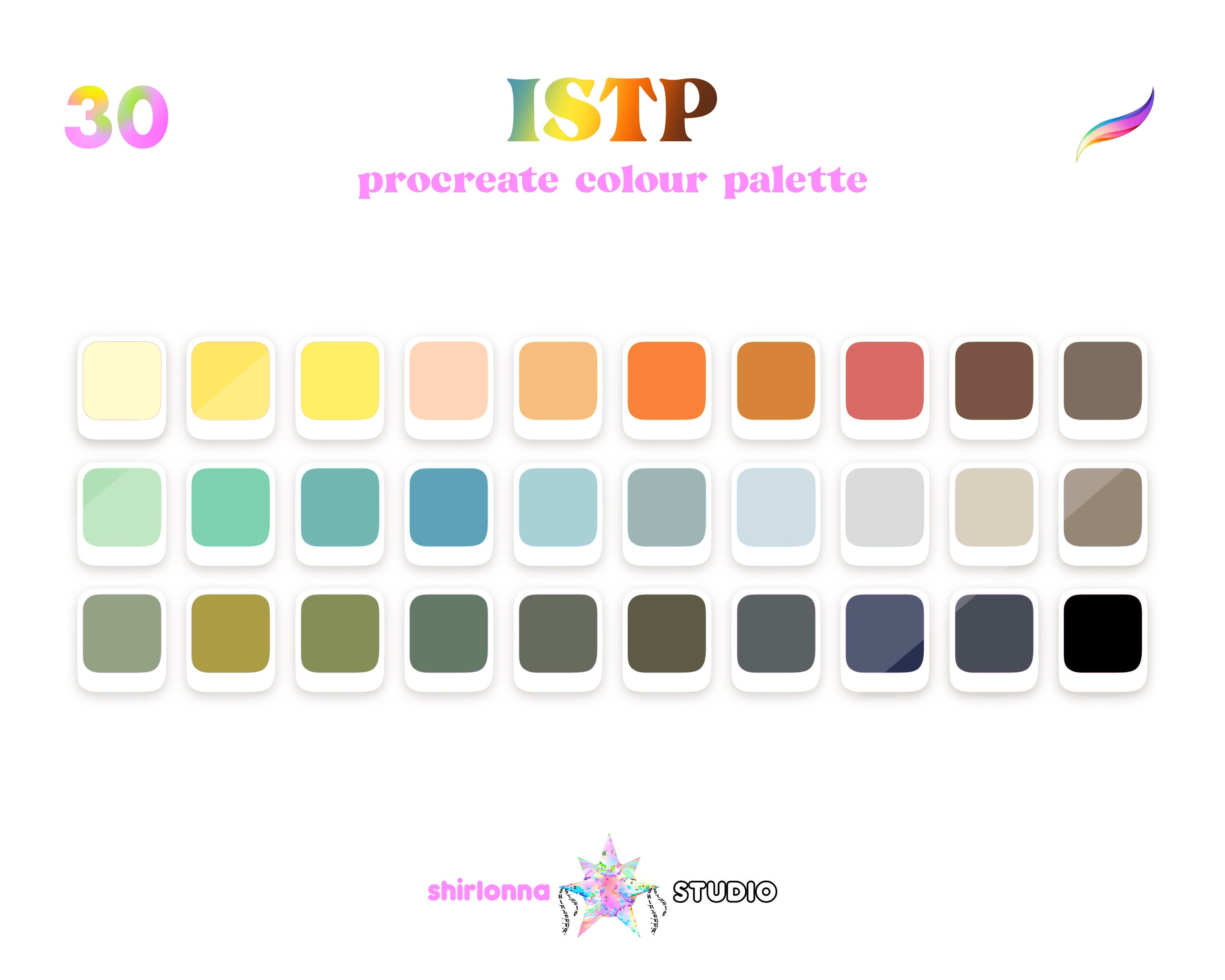 30 ISTP Procreate Color Palette - Etsy
