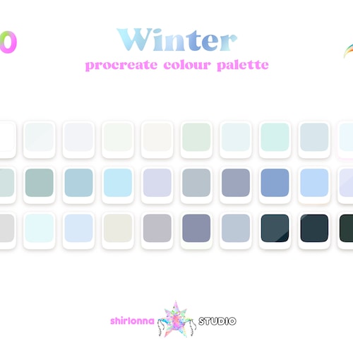 Procreate Palette Swatches Procreate Color Palette Winter | Etsy