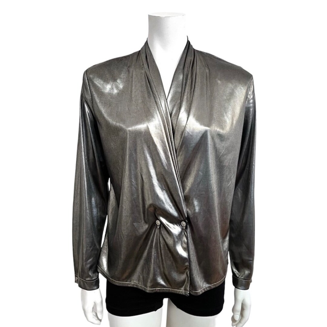 VINTAGE Jeremy Scott Metallic Silver Blouse Braemar - Etsy