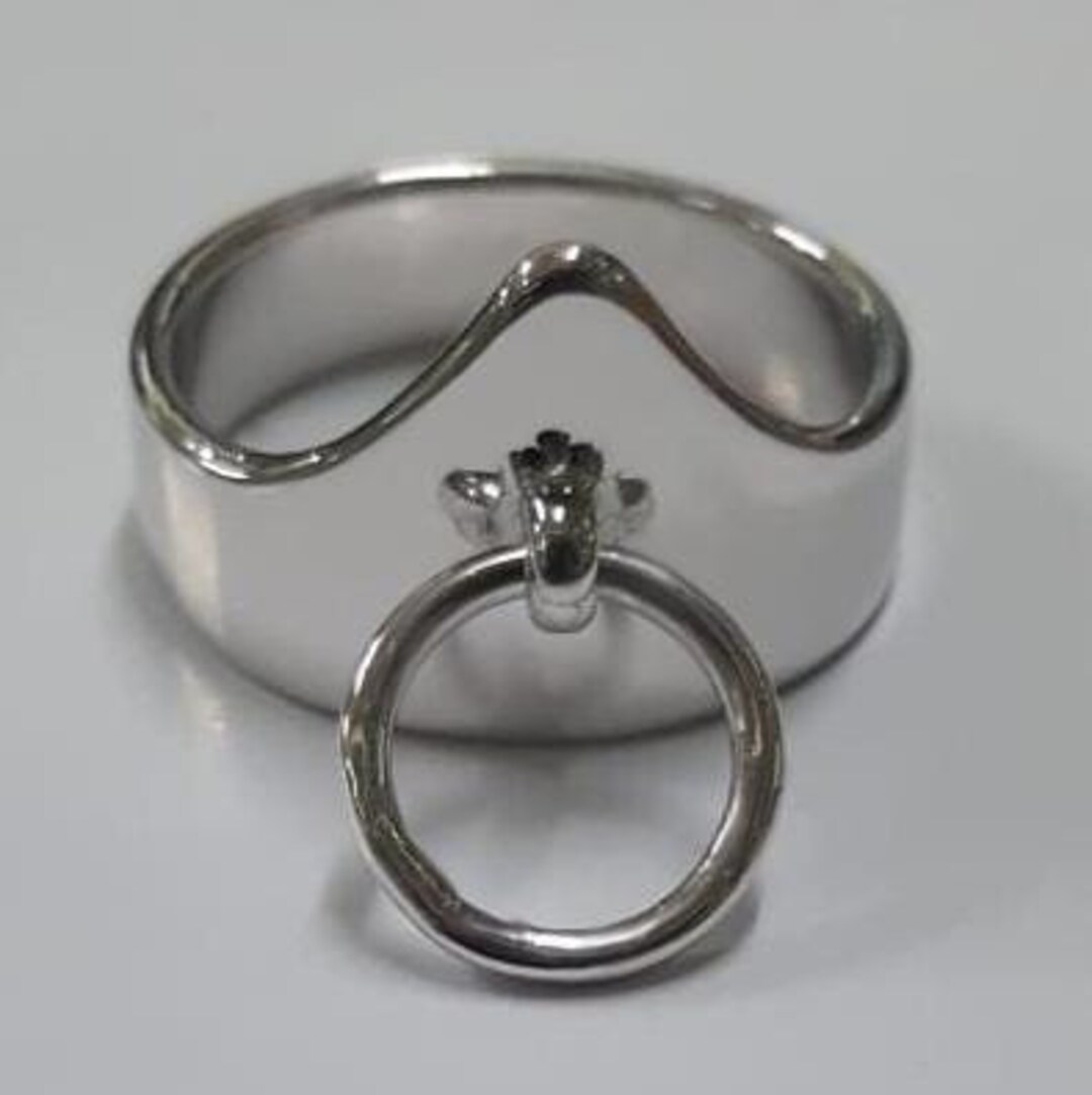 Men's V Ring With Leash Attachment Silver Body Jewelry for Men Leash ...