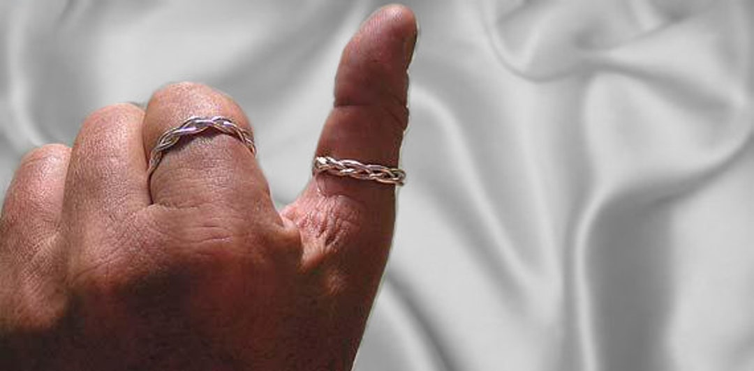 Thumb Rings for Men Adjustable Design Hand Braided in Solid Silver 2.8 ...