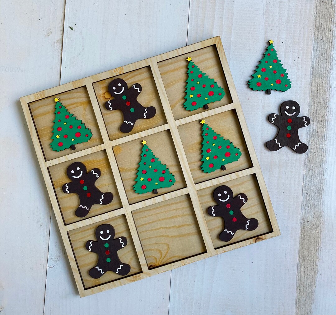 Christmas Tic Tac Toe | Tic Tac Toe Game | Wood Tic Tac Toe | Holiday ...