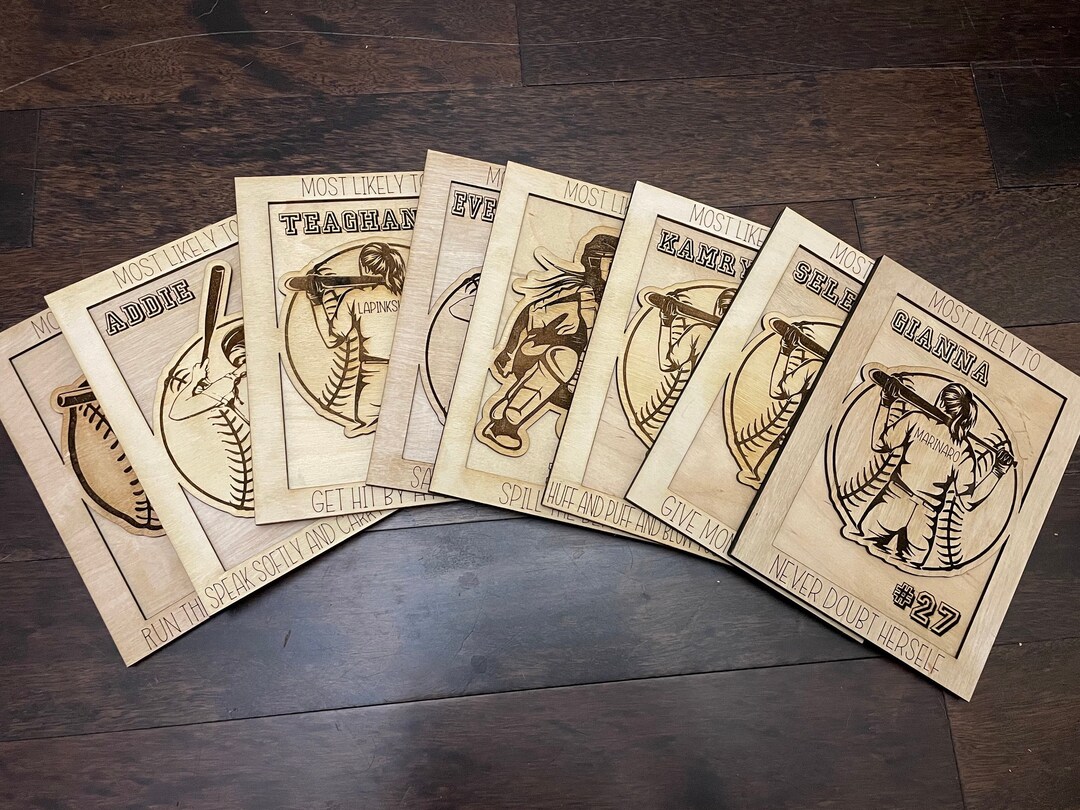 Wood Softball Trading Cards | Softball Player | Team Gift Ideas ...