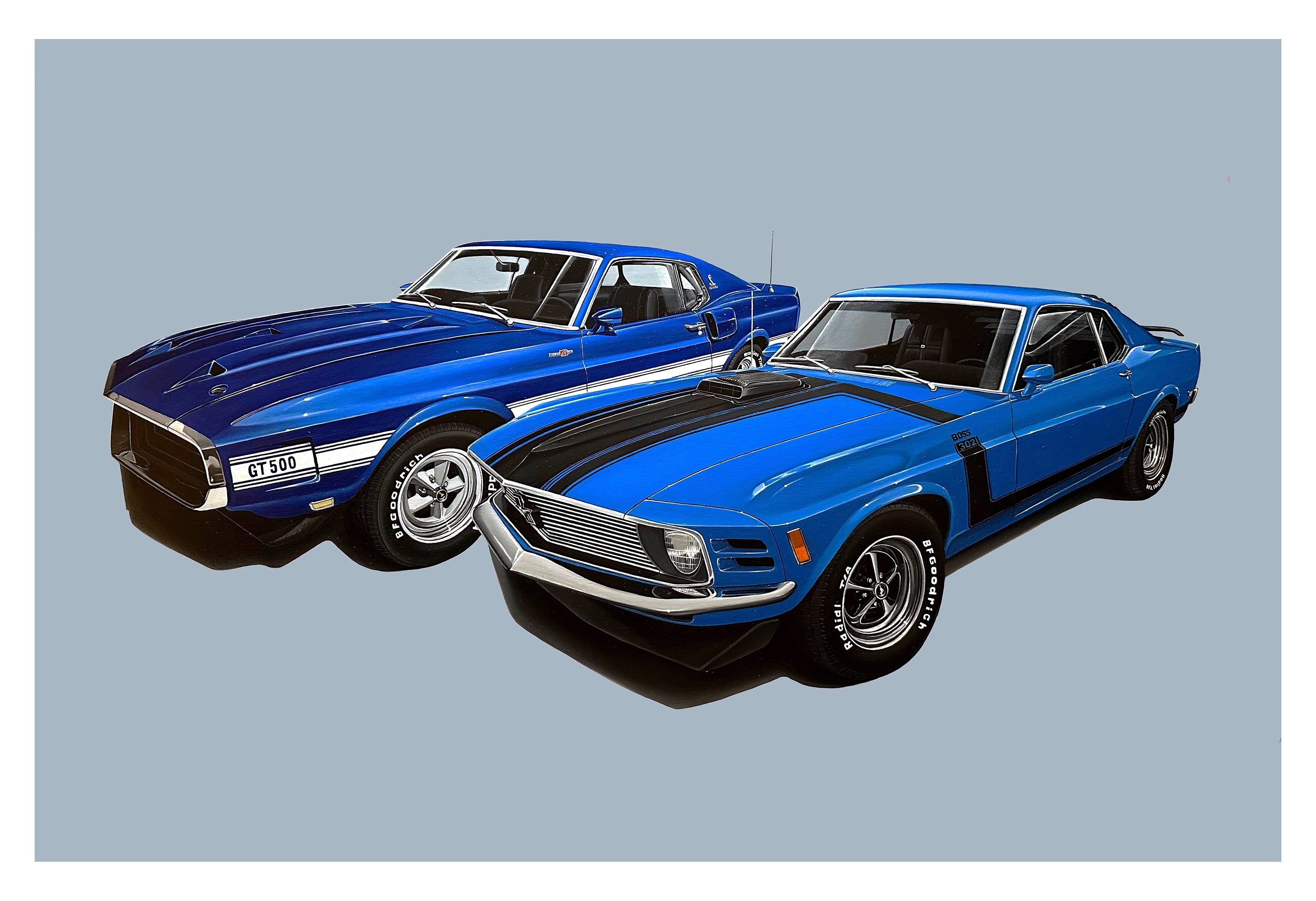Blue Mustangs Art Print - Etsy