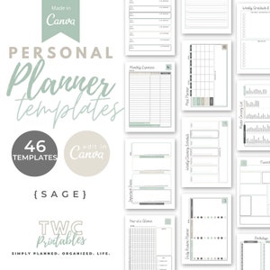 Editable Personal Planner Printable Canva Template Personal - Etsy