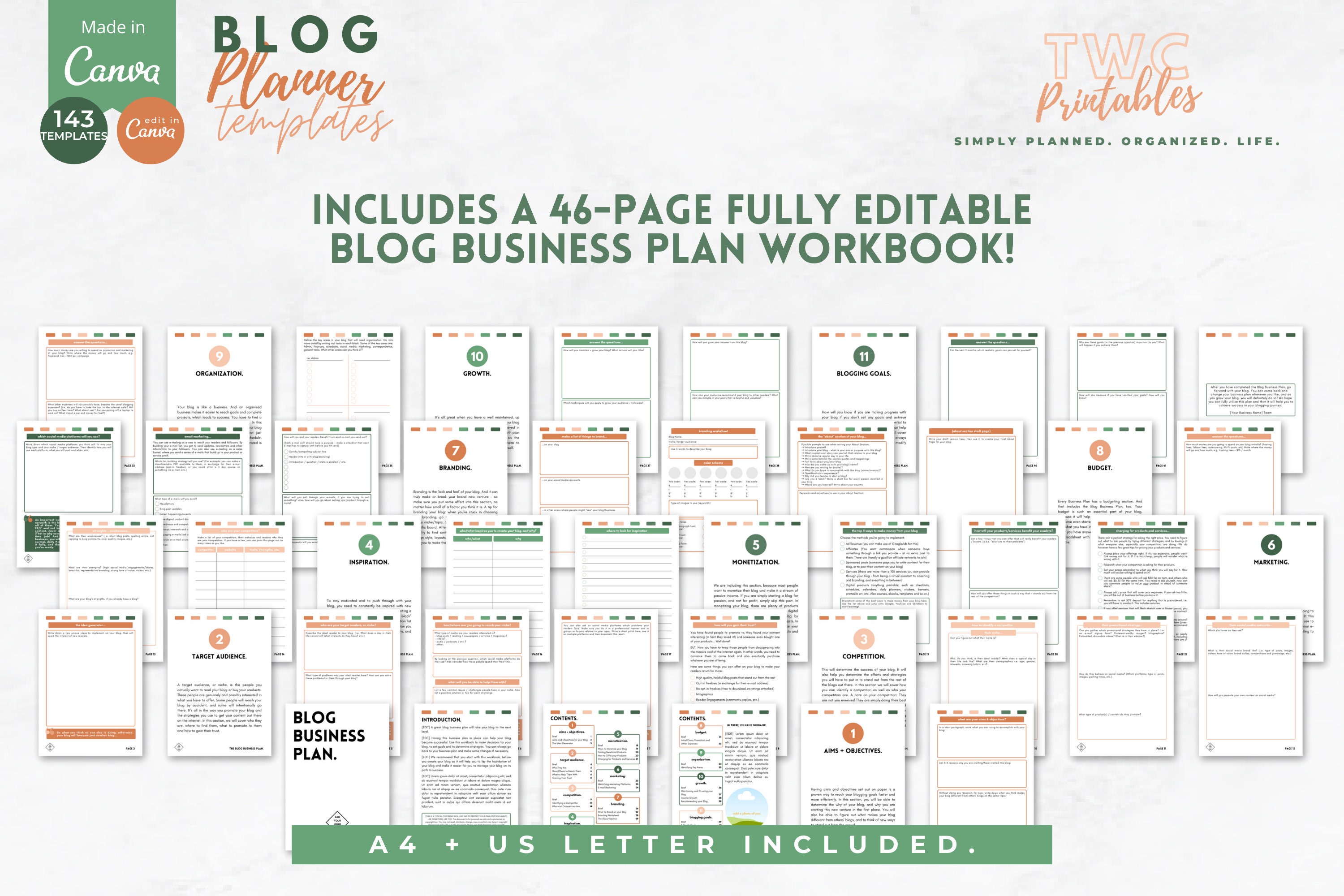 Editable BLOG Planner Templates for Canva, Blog Template, Blog Post ...