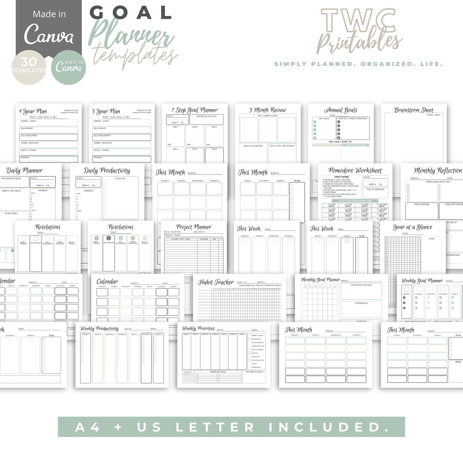 Goal Planner Canva Templates Goal Setting Worksheet Template - Etsy