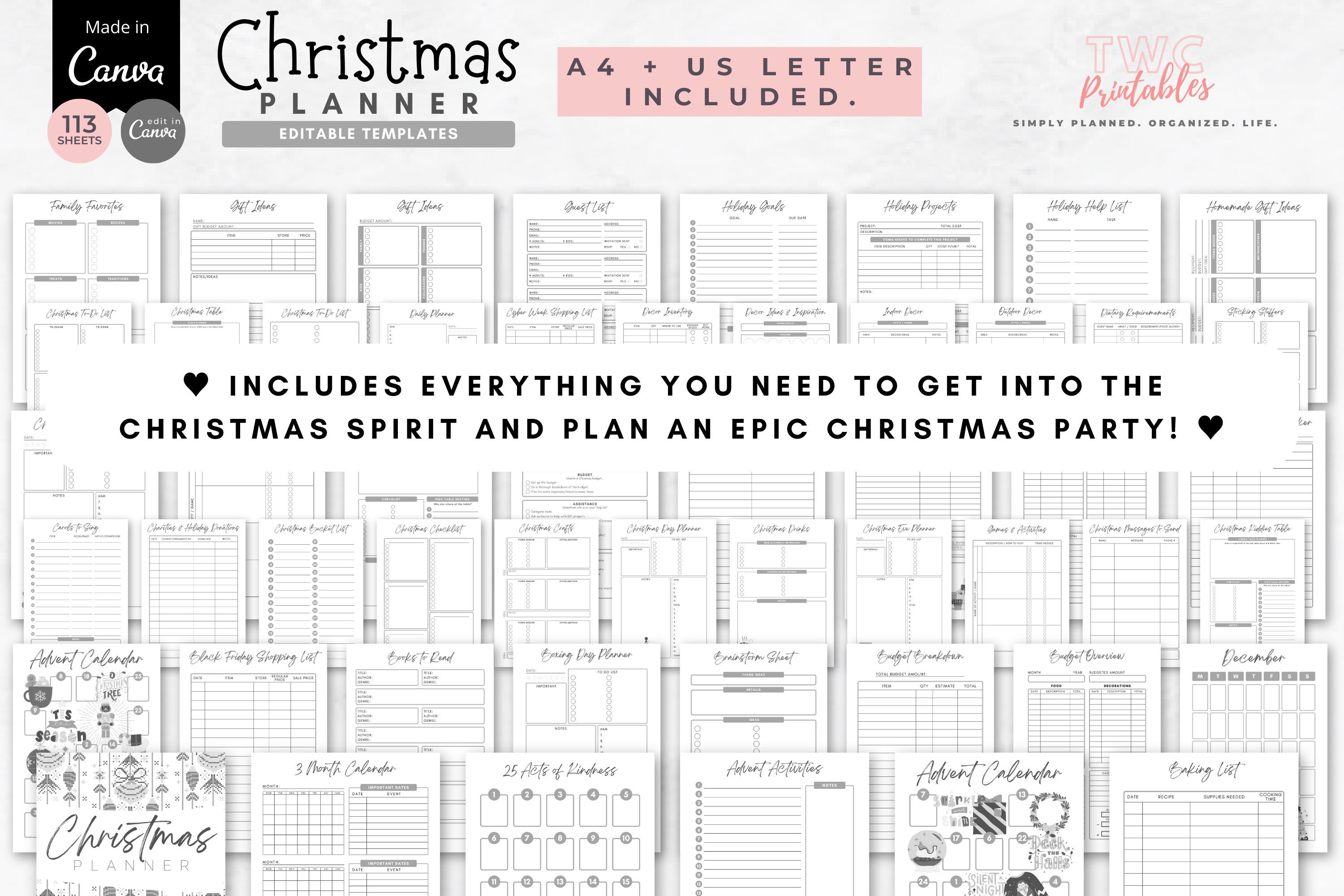 Christmas Planner Templates for Canva, Holidays Planner, Editable ...