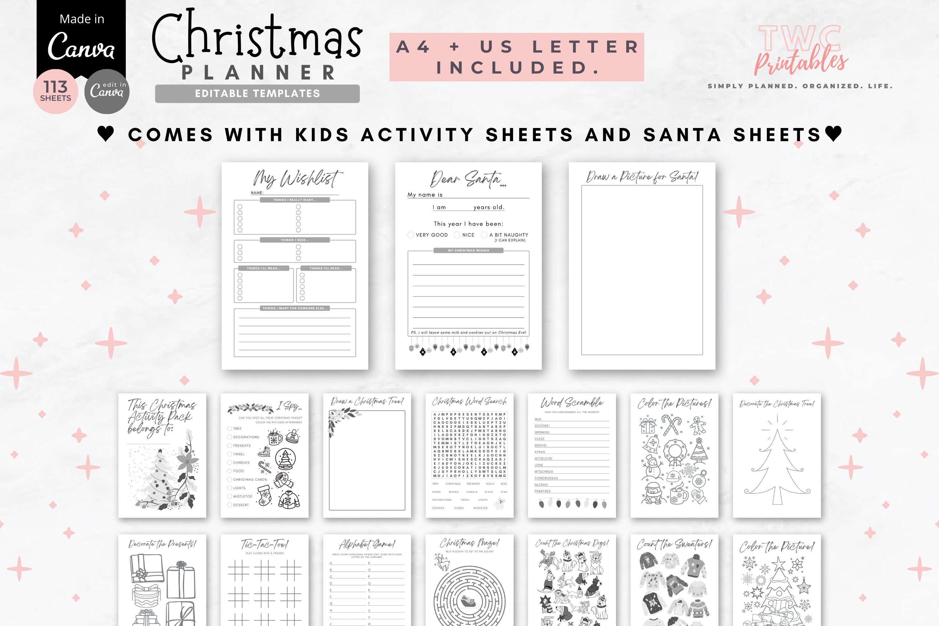 Christmas Planner Templates for Canva, Holidays Planner, Editable ...