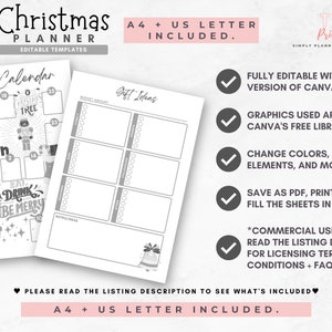 Christmas Planner Templates for Canva, Holidays Planner, Editable ...
