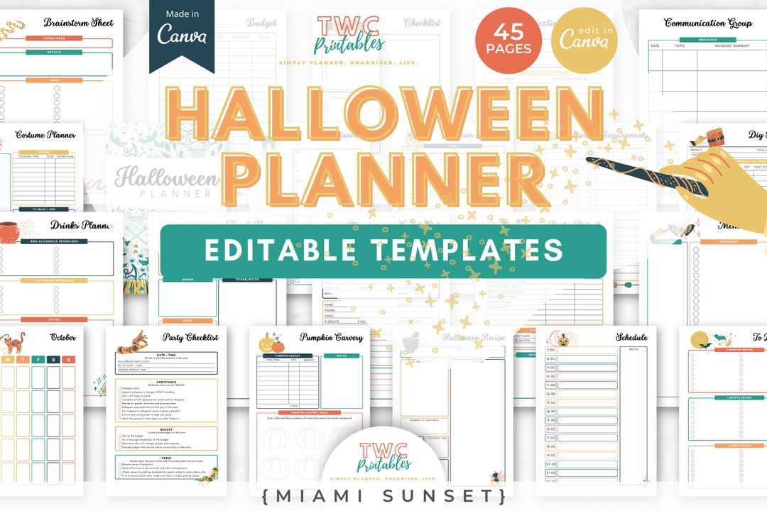 Halloween Planner Canva Templates 45 Pages Editable Holiday Planner ...