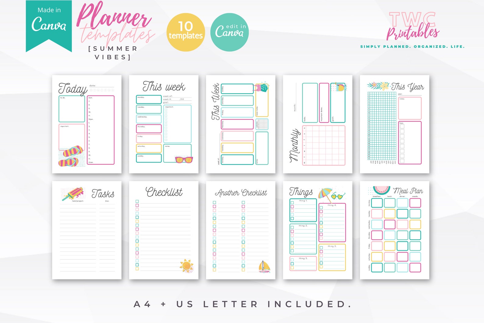 Basic Planner Inserts Editable With Canva 10 Pages Daily to Do List ...