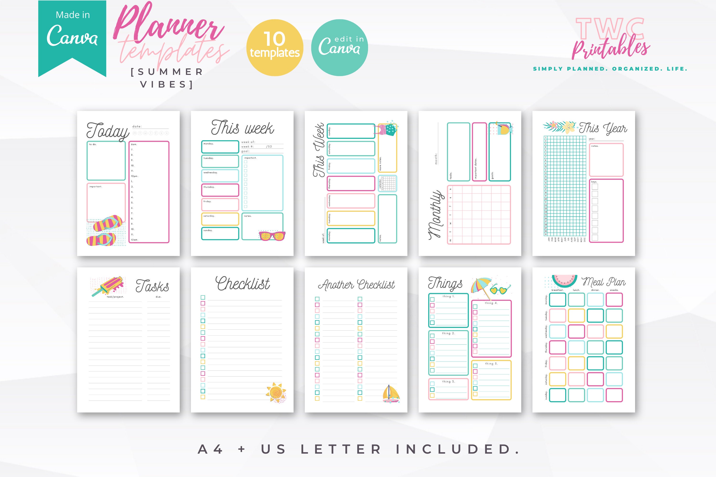 Basic Planner Inserts Editable With Canva 10 Pages Daily to Do List ...
