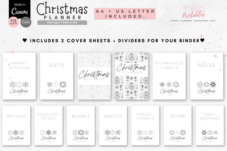Christmas Planner Templates for Canva, Holidays Planner, Editable ...